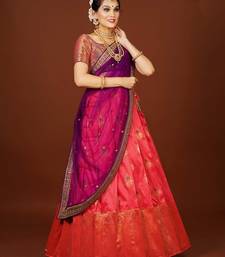 GAJARI COLOUR BANARASI SILK HALF SAREE - HALFSAREE STUDIO - 4213983