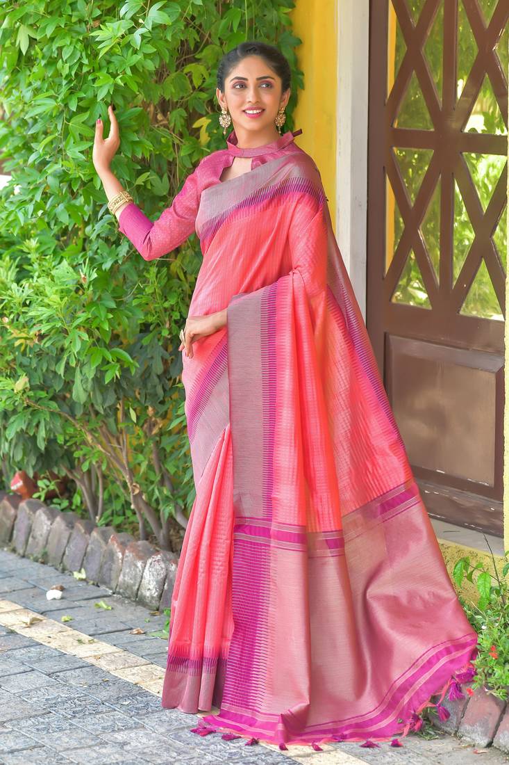PINK BEAUTIFUL BANARASI SOFT PRETTY SAREE - Mr & Mrs Creation - 4215395