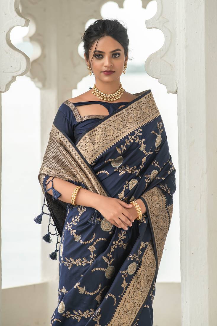 BLUE MOST UNIQUE PRETTY SILK SAREE - Mr & Mrs Creation - 4216310