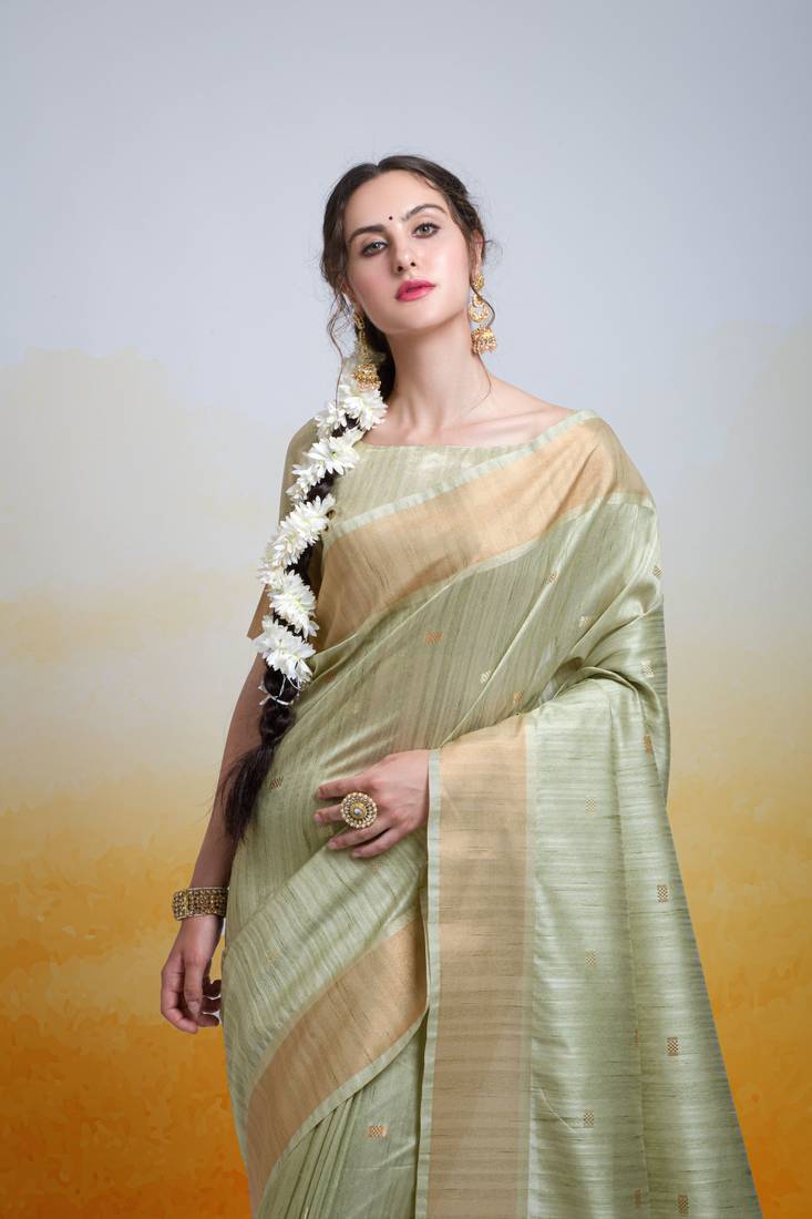 PISTA BEAUTIFUL BANARASI PRETTY SAREE - Mr & Mrs Creation - 4216363