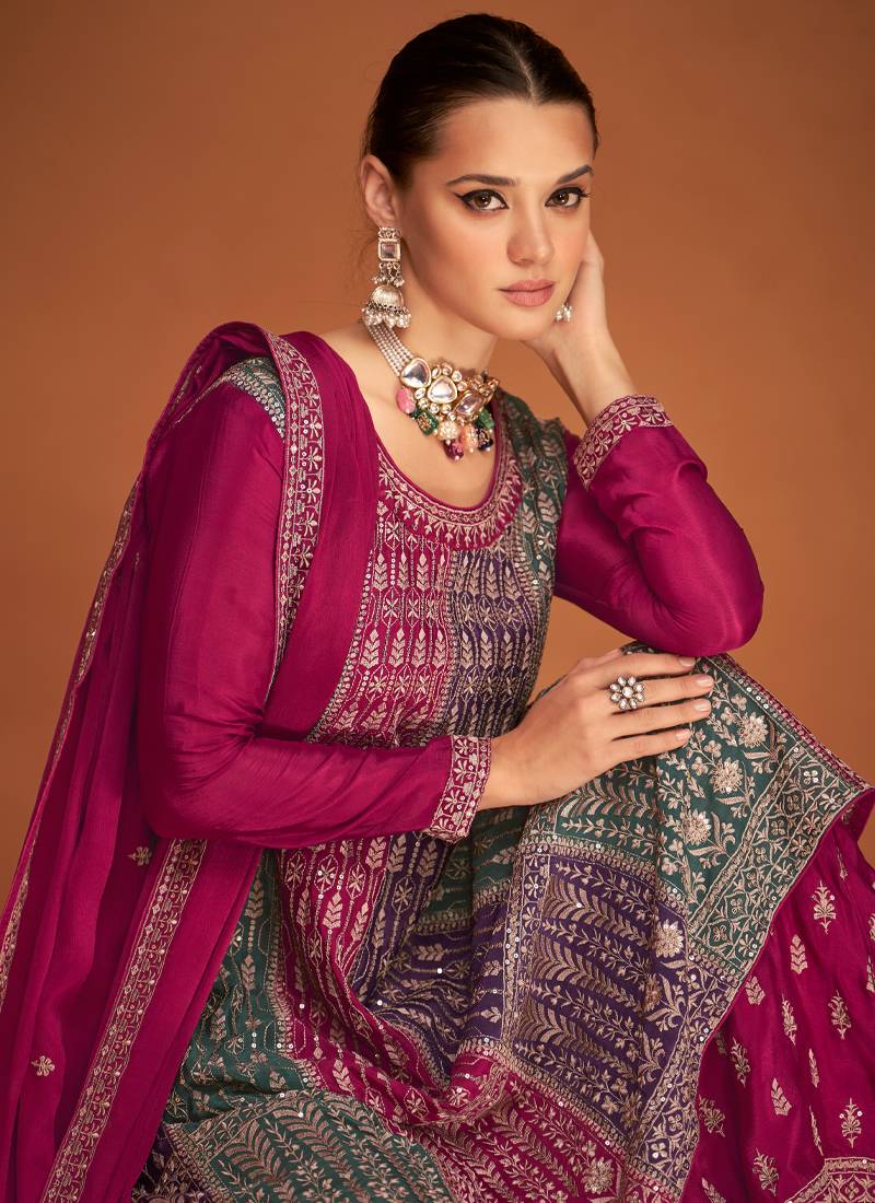 Fancy Peplum Style Rani Pink Indian Pakistani Wear Suit - KREATAGHNA ...