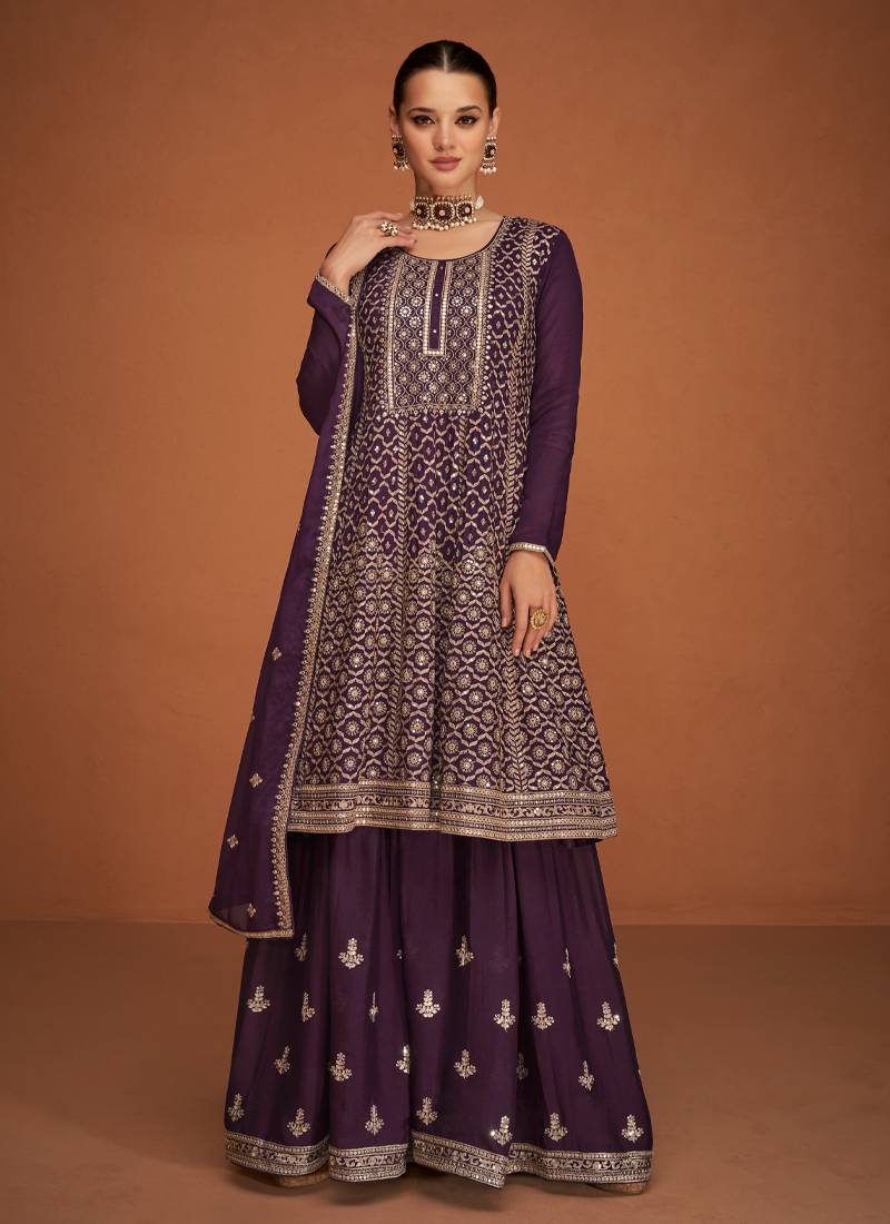 Fancy Peplum Style Purple Indian Pakistani Wear Suit - KREATAGHNA ...