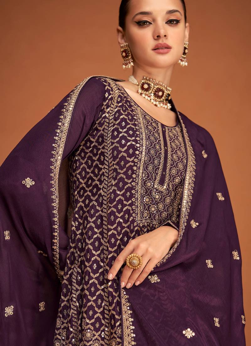 Fancy Peplum Style Purple Indian Pakistani Wear Suit - KREATAGHNA ...