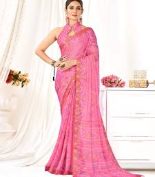 Roop Kashish Pink Color Bandhani Print Chiffon Printed Saree And Blouse ...