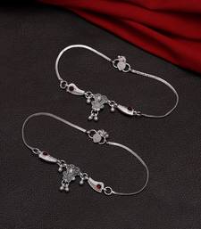 Green color mint meena anklets - Jaipur Mart - 4220306