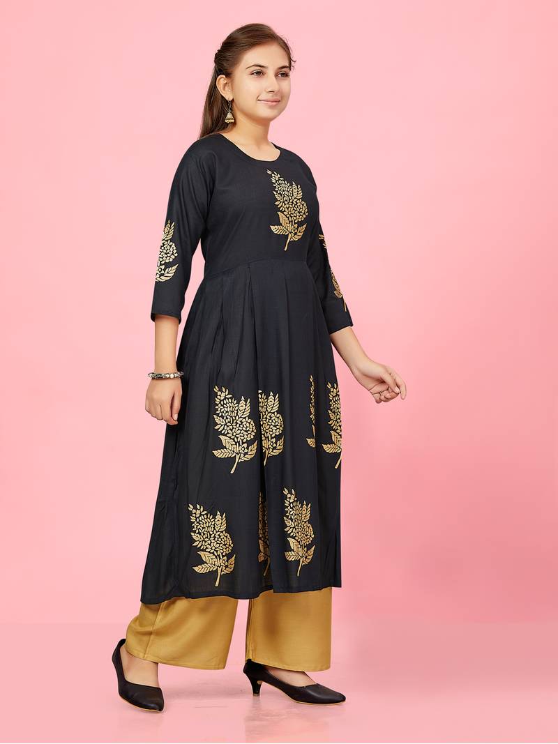 Aarika girls black colour cotton kurti - Aarika - 4220953