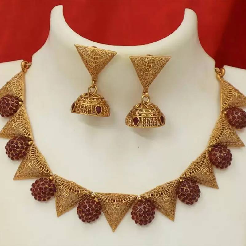 GOLD TONE ETHNIC CHOKER STONES STUDDED NECKLACE SET FOR WOMEN - Layken ...