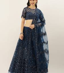 Sea Green Coding, Sequins and Mirror Work Net Semi Stitched Lehenga ...