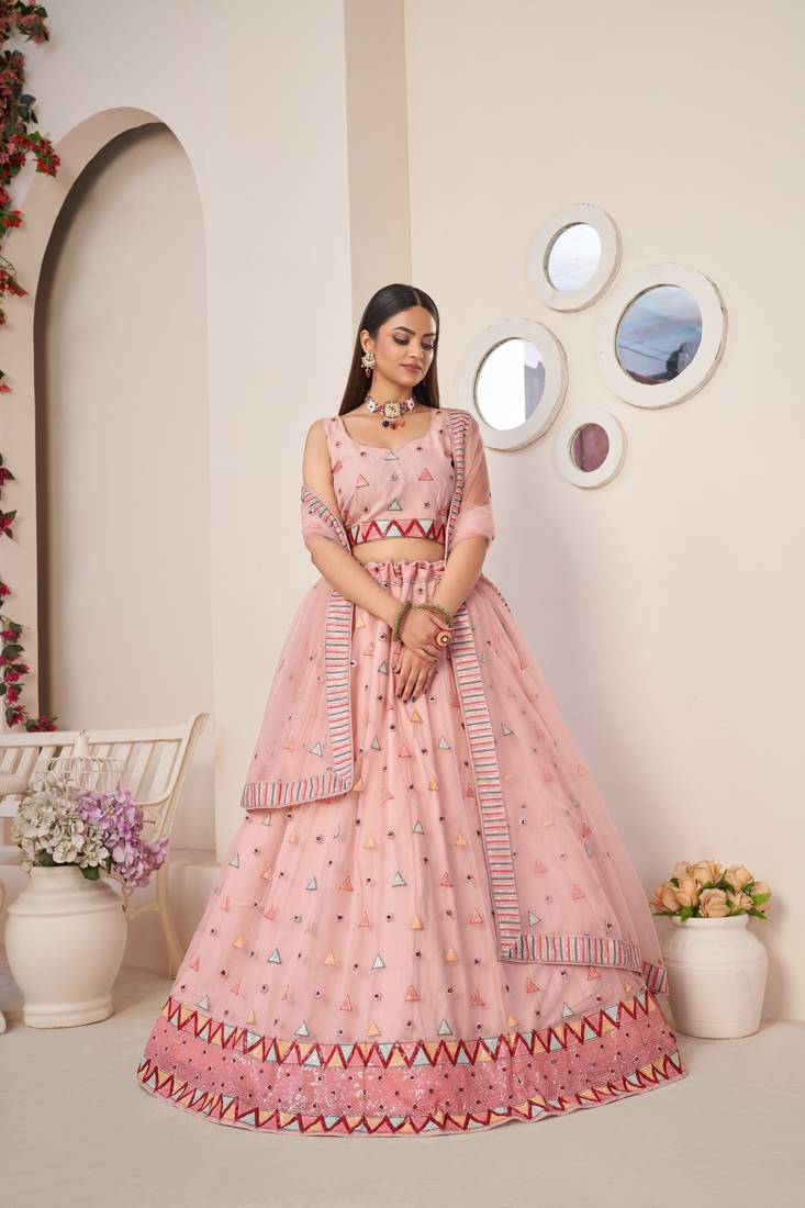 beautiful Pink girlish designer lehenga with intricate Thread work ...