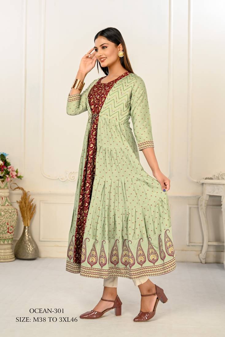 WOMEN COTTON HAND PRINT LIGHT EMBAROIDERY WORK KURTIS - JIVORA - 4235502