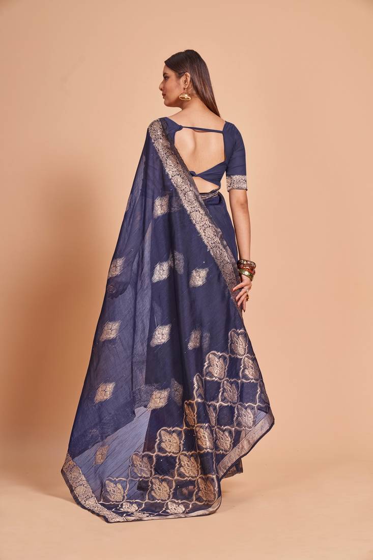 Blue Colour Designer Saree With Sequins Work For Festive Looks - KSM ...