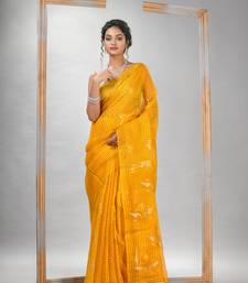Traditional Yellow Matka Silk Sequin Soft Jamdani Saree - Angoshobha ...