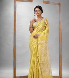 Traditional Yellow Matka Silk Sequin Soft Jamdani Saree - Angoshobha ...