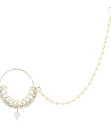 Traditional Ethnic Bridal Nose Ring/Nath Without Piercing with Pearl ...