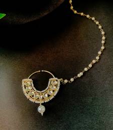 Traditional Ethnic Bridal Nose Ring/Nath Without Piercing with Pearl ...