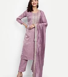 Lavender Colour Velvet Silk Designer Salwar Suits Set - V B SONS - 4239526