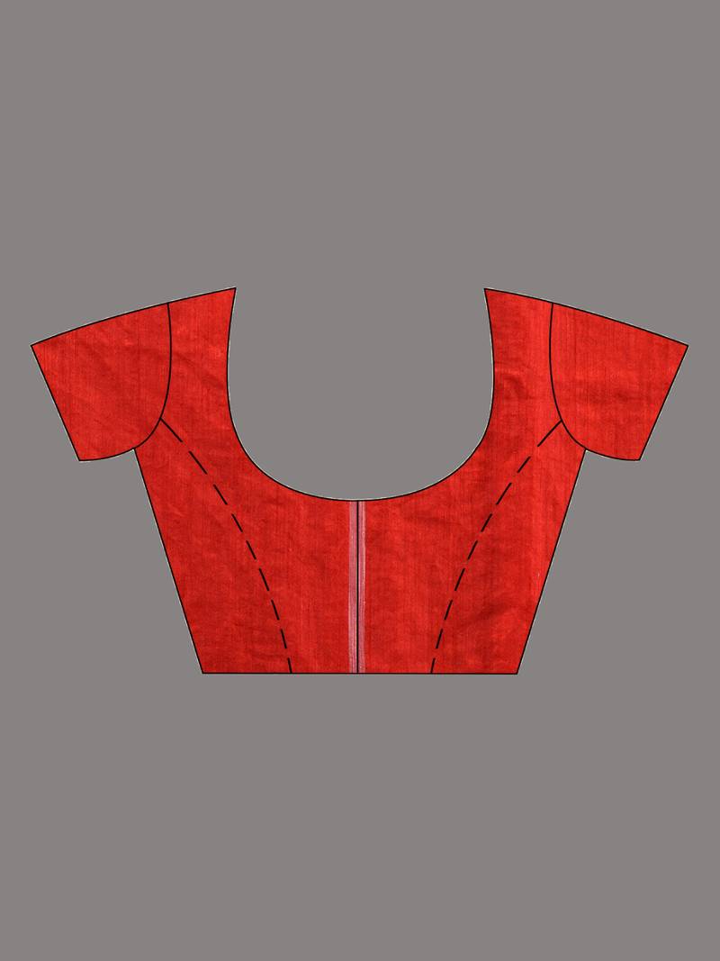 Red Matka Handwoven Saree With Texture Pattern - Charukriti - 4239737