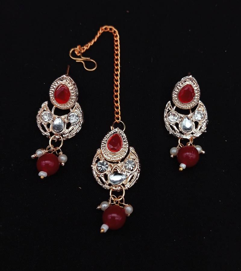 Maroon Yellow Gold Necklaces - Ramdev Product - 4240260