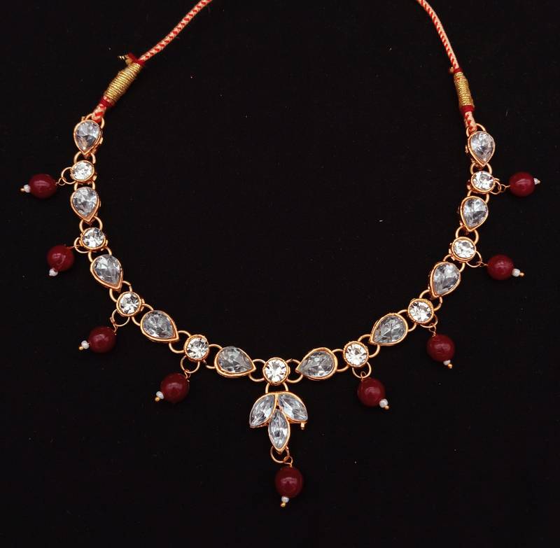 Maroon Yellow Gold Necklaces - Ramdev Product - 4240283