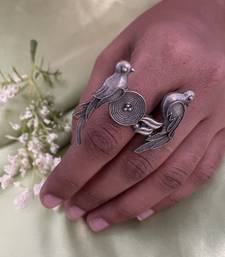 Gypsy ring peacock & floral design unique oxidized silver afghani ...