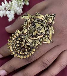 Gypsy ring maa durga design unique and stylish gold plated afghani ...