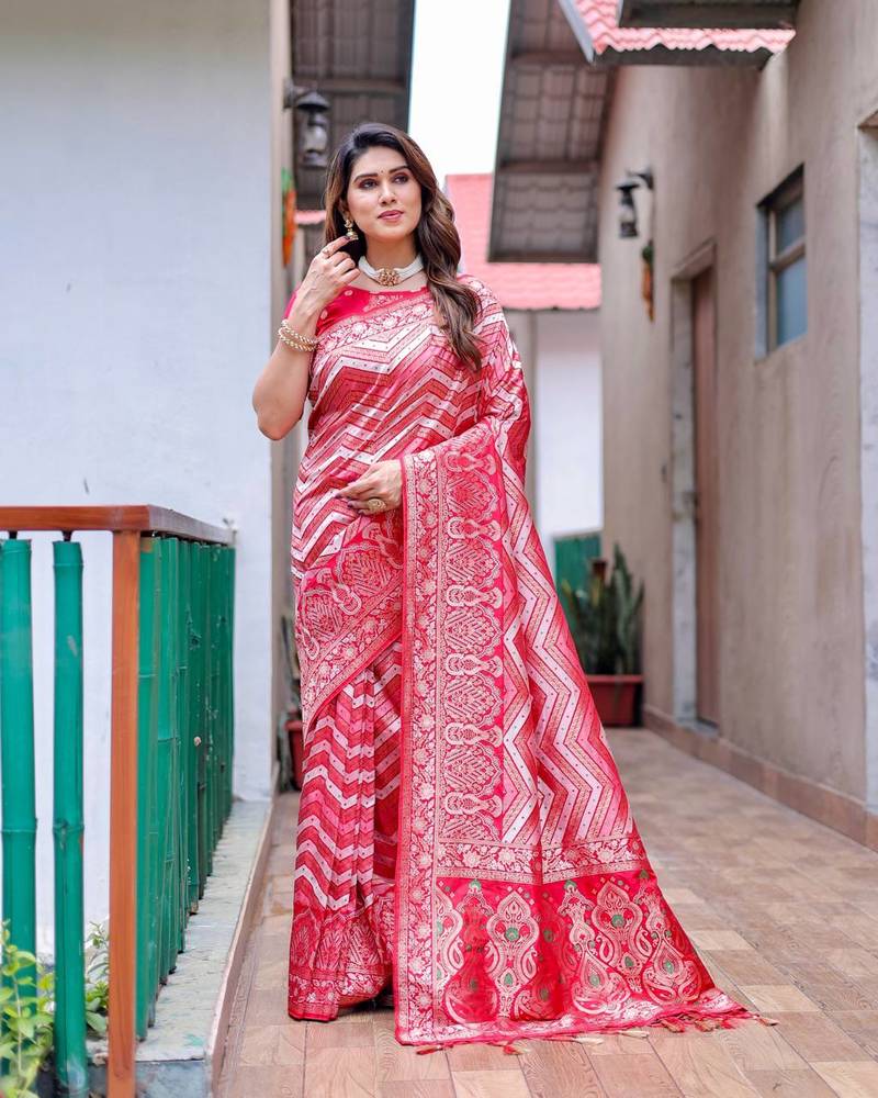 RED GORGEOUS SOFT LEHRIYA SILK SAREE - SHREE SAI TRADING - 4258746
