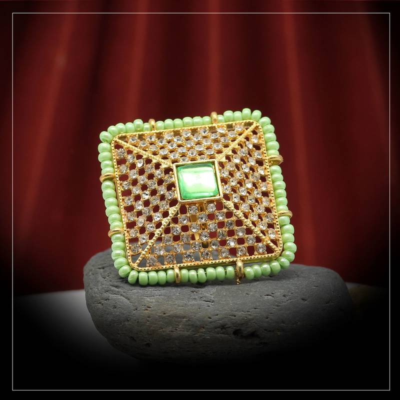 Pista green color finger rings - Jaipur Mart - 4264822
