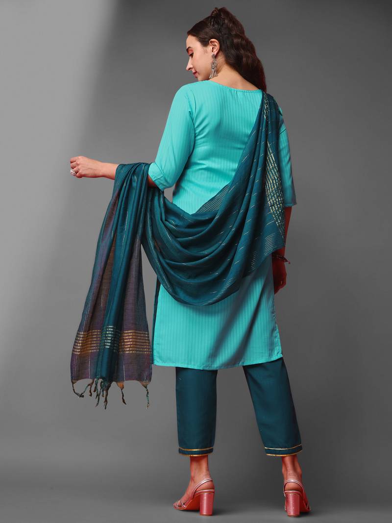 Sky Colour Viscose rayon Kurti - Teeya Creation - 4265579