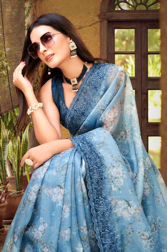 Sky Blue Sarees - Buy Sky Blue Sarees Online at Best Prices