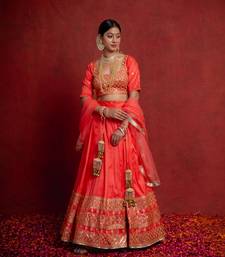 Coral Pink Zarinama Lehenga - 6Y COLLECTIVE - 4269045