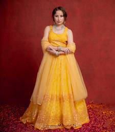 Tuscan Yellow Sequin Shimmer Lehenga - 6Y COLLECTIVE - 4269085