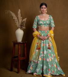 Fern Green Gardenia Lehenga - 6Y COLLECTIVE - 4269096