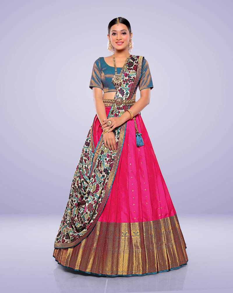 Banarasi silk Pattu Pavadai for women - HALFSAREE STUDIO - 4276727