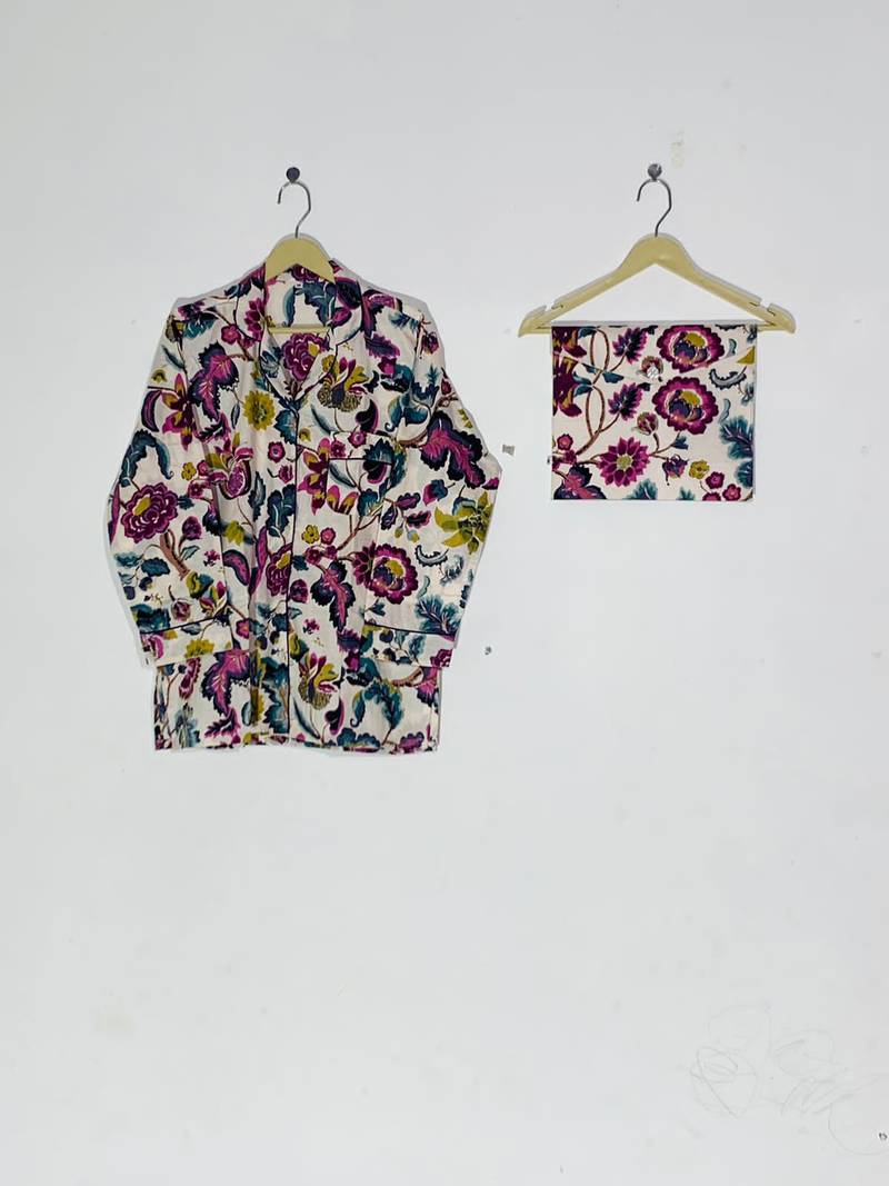 Pure cotton 60-60 printed top bottom night suit set. - HAMAMA - 4285605