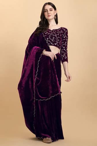 Velvet saree: Buy Designer Velvet Sarees Online for Women