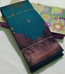 Cyan Woven Silk Designer All-Seasons-Sarees With Blouse - Reeta Fashion ...