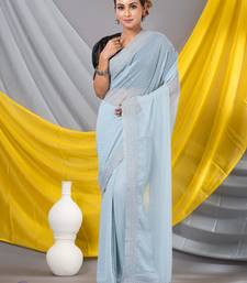 MAHALASA Light Blue Foil Embrodery Pattern Georgette Designer Saree ...