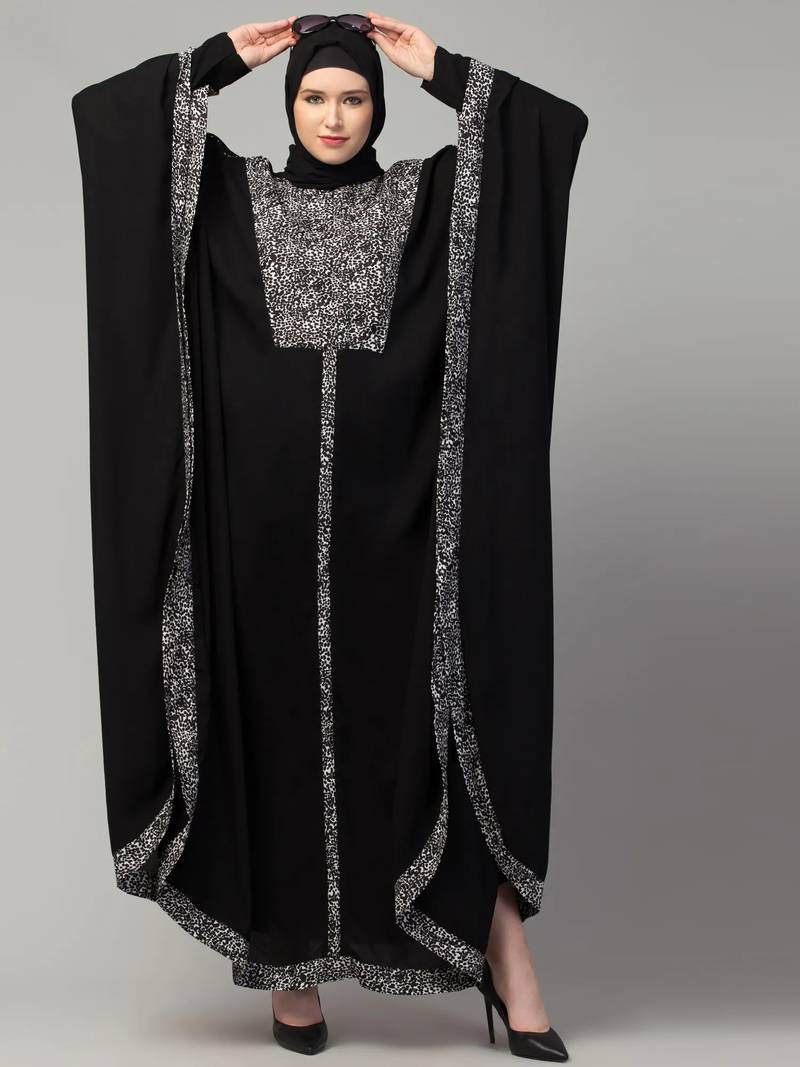 Free size elegant kaftan abaya dual color animal print - Muslim Closet ...