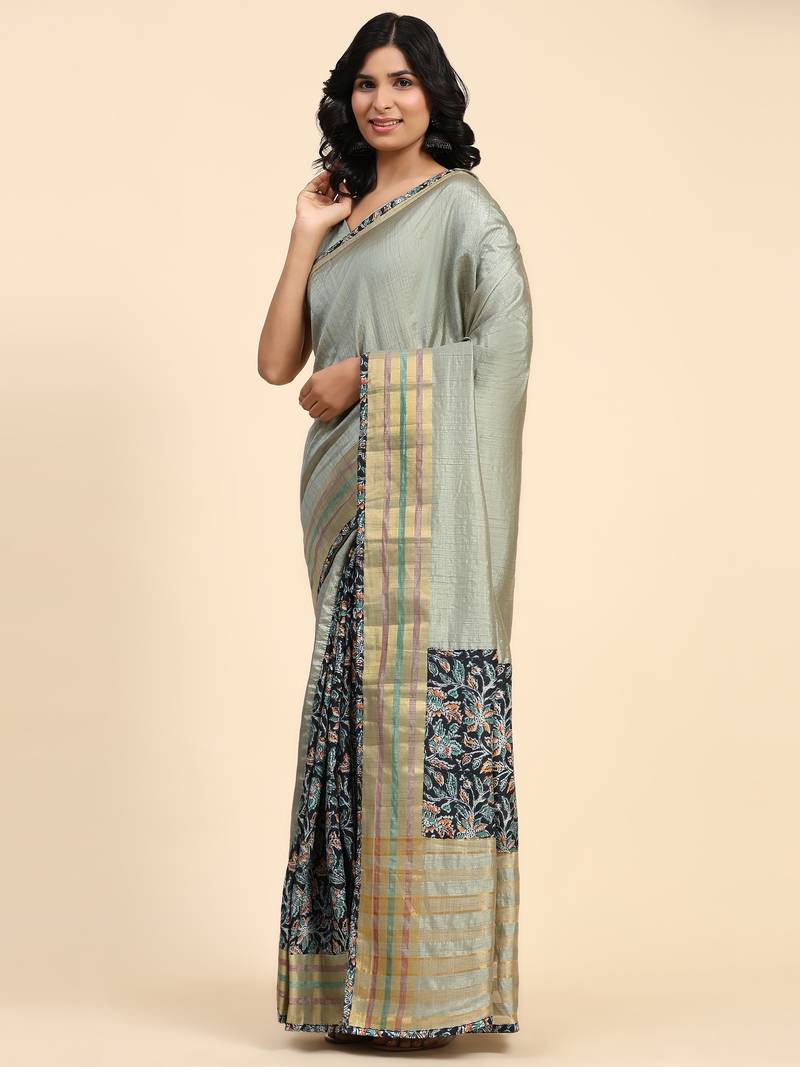Pure bollywood two tone dola art silk prestitched ready to wear saree ...