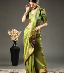 Beautiful Adoring Assam Silk Weaving On Olive Green Zari Worked Saree ...