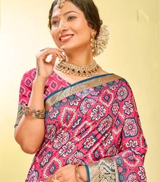 Heavy Dola jari border Fancy digital Print with printed blouse Sarees ...