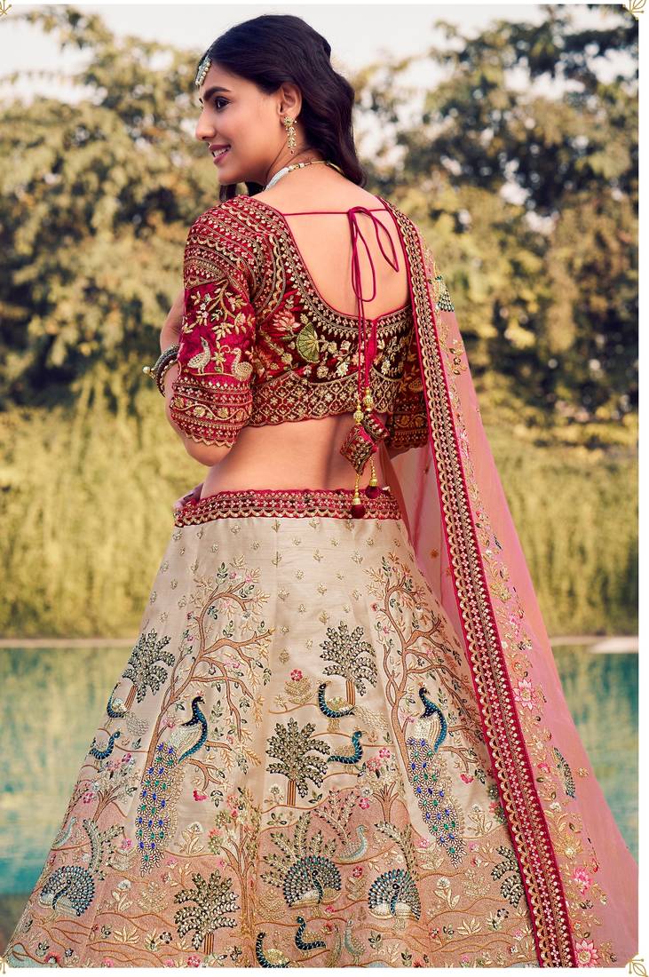 Indian Bridal Fancy Royal Beige and Maroon Heavy Embroidered Bridal ...