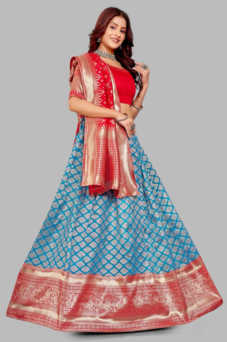 NEW JACQUARD DESIGN LEHENGA CHOLI (HALF SAREE) - fashion plus - 4332545