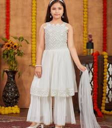 Aarika girls ethnic wear cream colour sequin embroidery georgette kurti ...