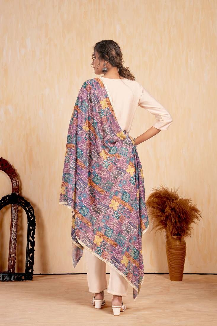 Beautiful off white colour viscose silk fabric smart readymade girlish ...