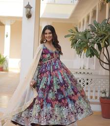 The elegant readymade purple alia cut gown with dupatta set - Vatki ...