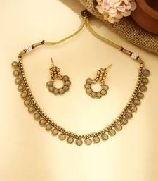 Gold Plated Necklace Set with Round Shape Design - Classiques - 4346858