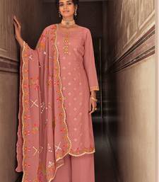 Rose Gold Embroidered Georgette Semi Stitched Straight Suit Up To 42 ...
