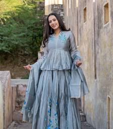 CHANDERI HAND PAINT LEHENGA WITH STITCHED BLOUSE - SUTI KAPDA - 4353488