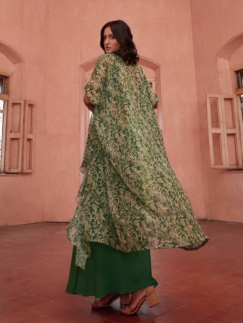 Glamorous Green Thread Embroidered Georgette Stitched Party wear ...